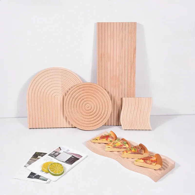 Nordic Wooden Water Ripple Cutting Small Wooden Bread Boards For Coffee ...