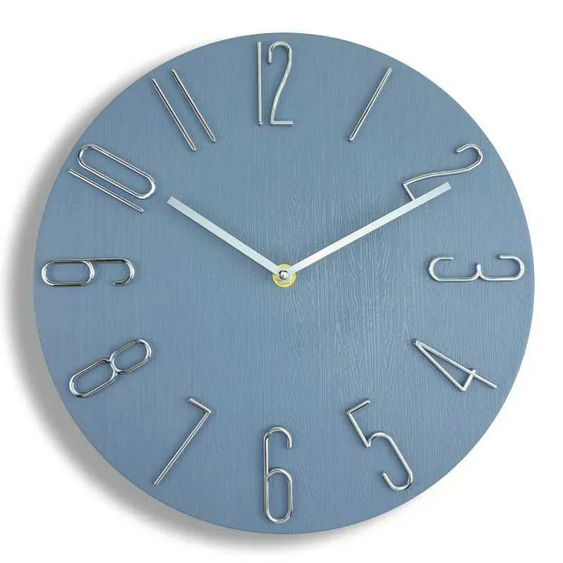 Modern 12 Inch Simple Wall Clock With Artwork Design For Silent Living ...