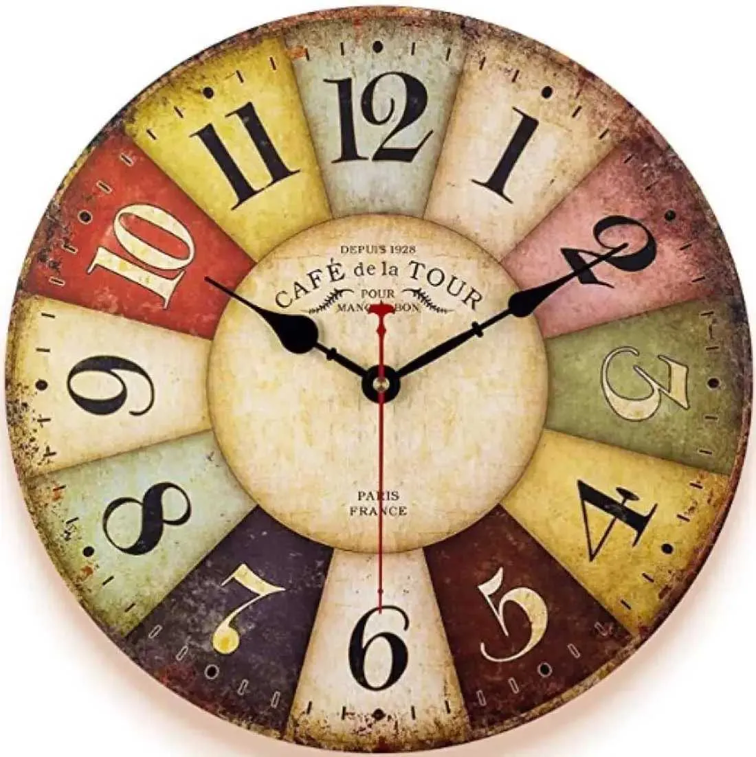 12 Inch Thick Wood Kitchen Wall Clock Retro Farmhouse Style for Living ...