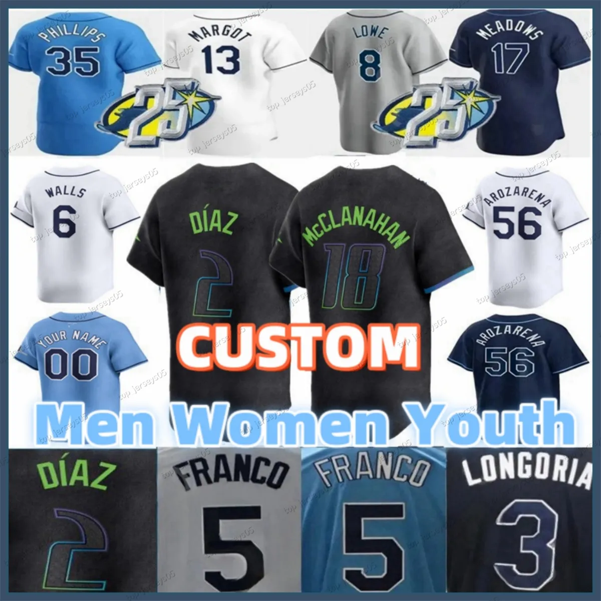 2024 Tampa Bay City Connect Custom Baseball Tees Featuring Wander ...