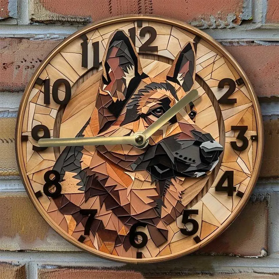 Silent German Shepherd Wall Clock: Unique Dog Themed Home Decor Gift ...