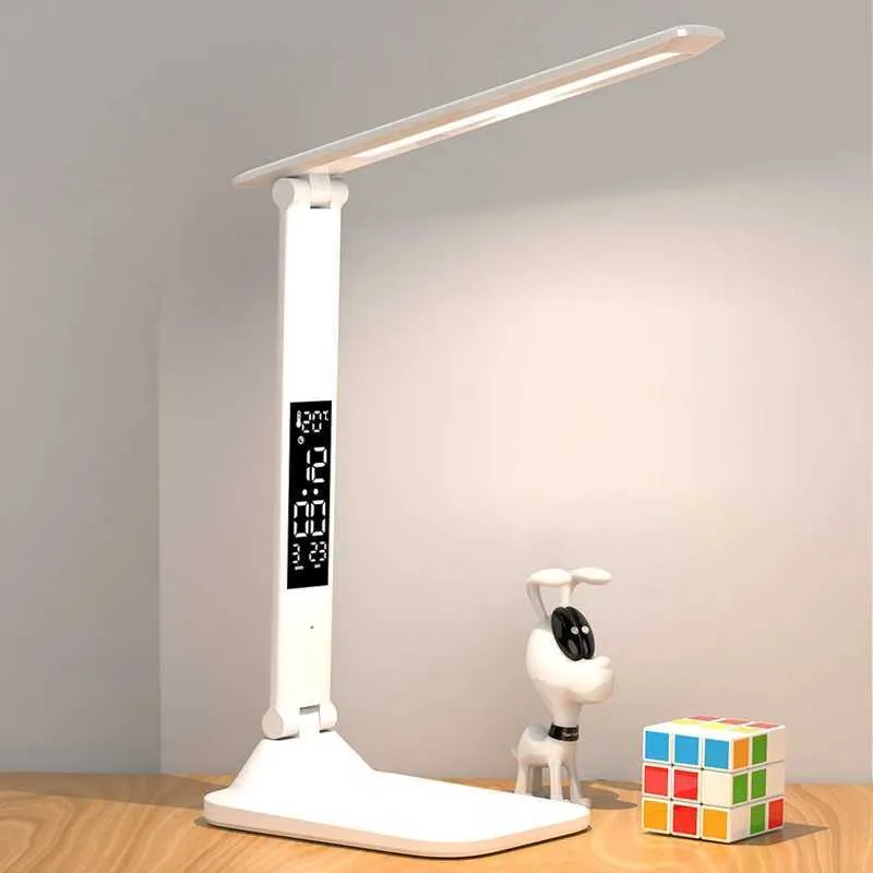 Rechargeable LED Desk Lamp with Alarm Clock & Thermometer - Touch ...