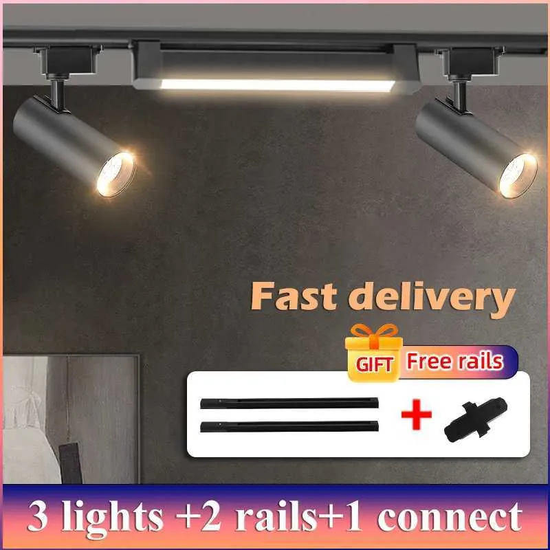 LED Ceiling Track Lights Set: 20W/30W Adjustable Rail Lighting Kit For ...