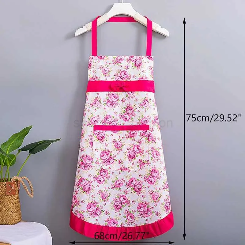 Cotton Canvas Floral Women's Adjustable Waterproof Kitchen Apron with ...
