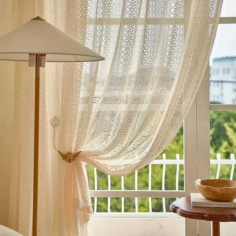 DHgate.com:Geometric Jacquard Lace Sheer Curtains for Living Room ...