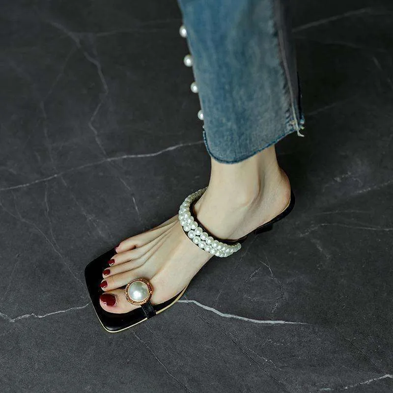 Women's Pearl Slippers: Stylish Summer Slides, Elegant Outdoor Footwear ...