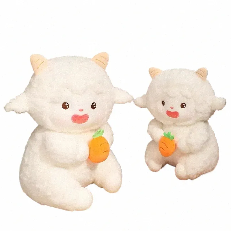 Sweet White Sheep Lamb Soft Toy With Carrot Flower Design Soft Stuffed Lamb Plouchie For Kids ...