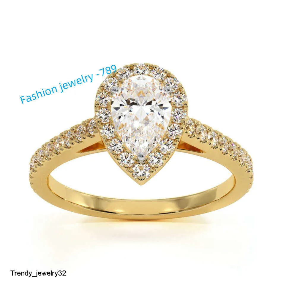 Luxury Pear Cut Moissanite Engagement Ring In 14k White/Yellow Gold ...
