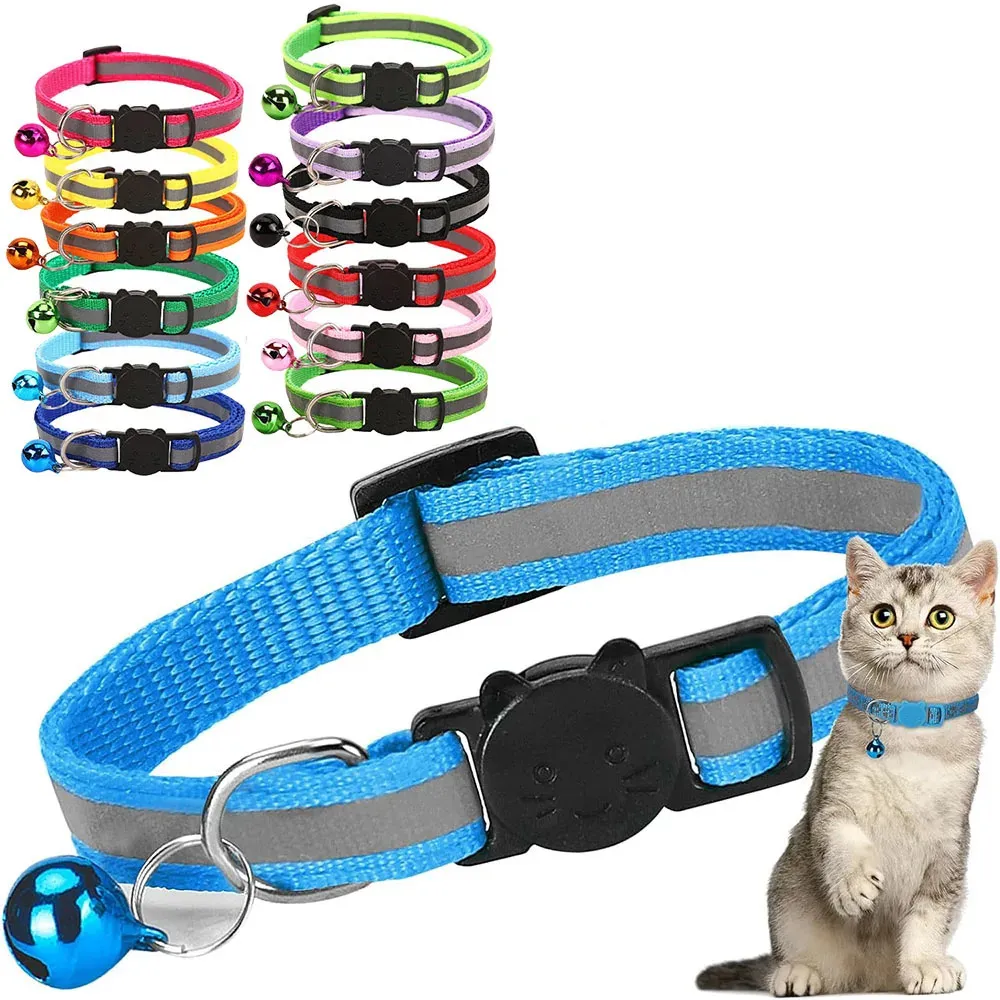 DHgate.com:Adjustable Nylon Cat Collar with Bell - Safety Buckle for ...