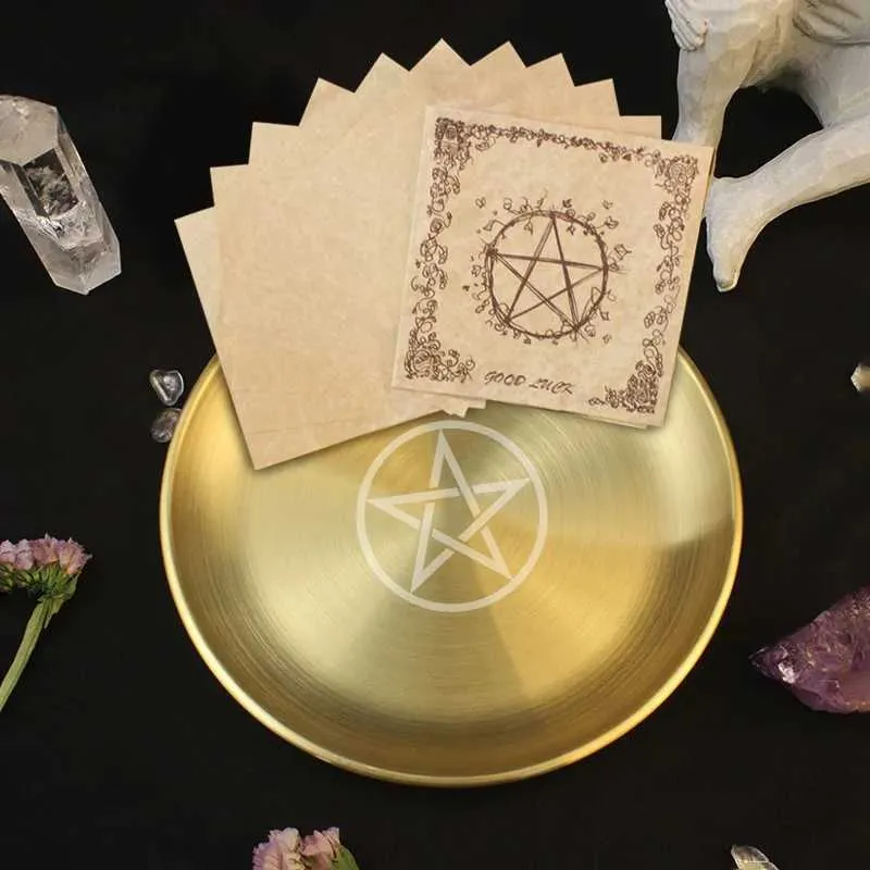 Pagan Ritual Altar Pentagram Plate With Crystal Altar Tray Decorative ...