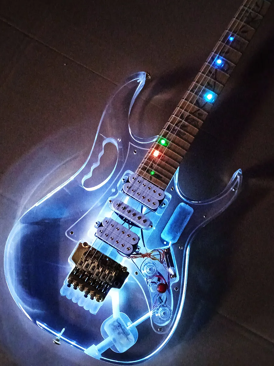 LED In Guitar Clear Acrylic Electric Guitar With Colorful LED Light ...
