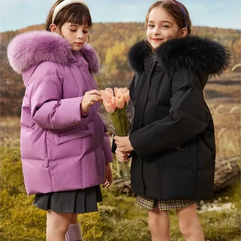 UNITIM Winter Girls Girls Puffer Jacket 90% White Duck Down, Thick And Warm Teenage Outwear For ...