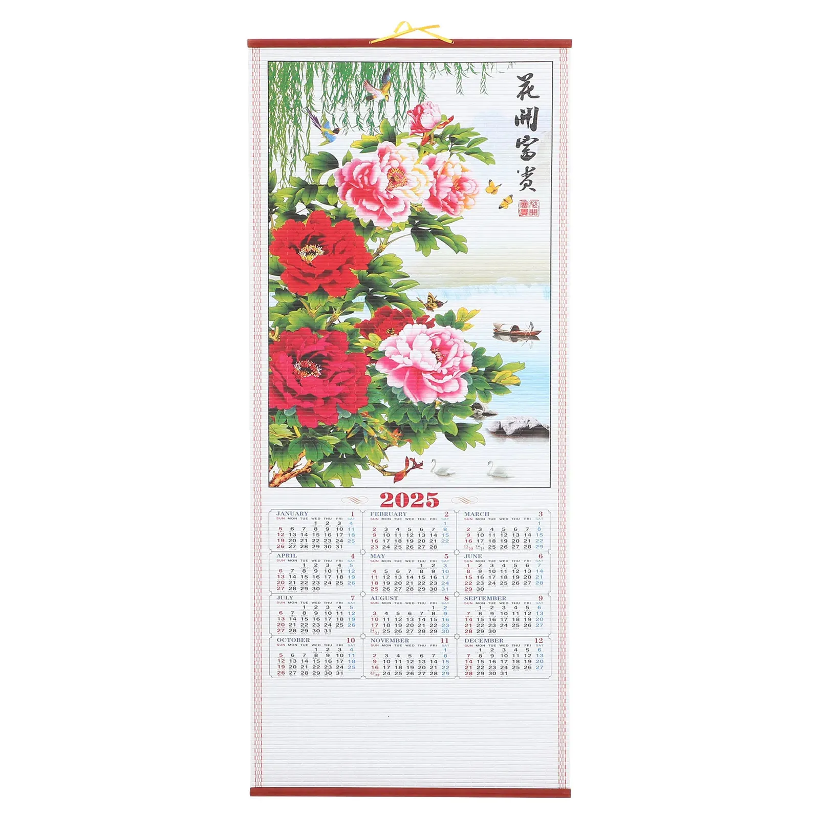 Traditional English 2025 Monthly Hanging Snake Wall Calendar Scroll For ...