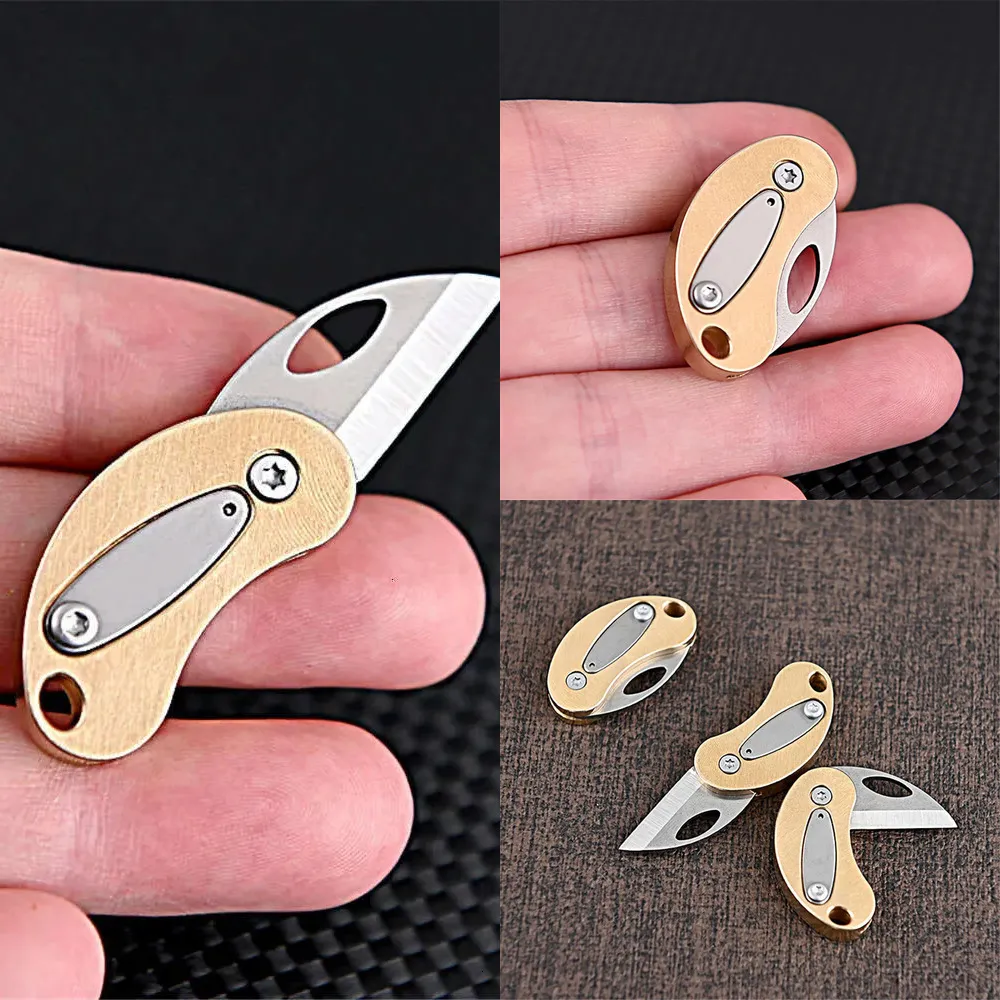 Mini Box Cutter Keychain Knife: Compact Brass Folding Utility Knife For ...
