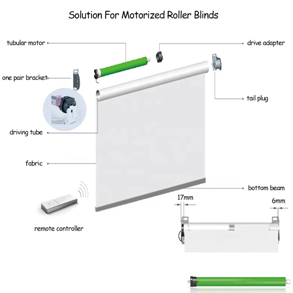 Dooya DM45R Rolling Tubular Motor,Rf433 Motor 3 wires AC blind motor ...
