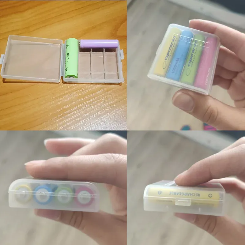 2-8 Slot Plastic AA AAA Battery Storage Box Organizer Case with Clear ...