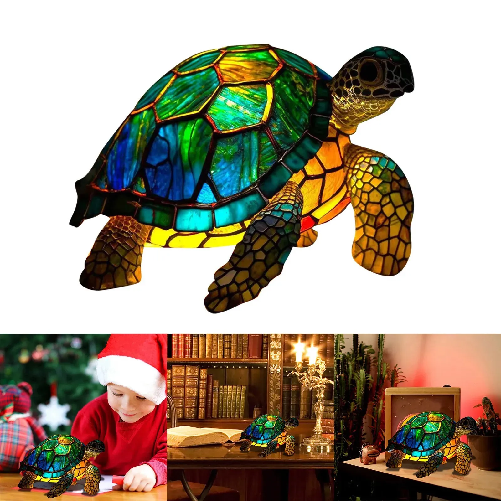 Turtle Figurines Table Lamp: Resin Animal Sculpture Night Light For ...