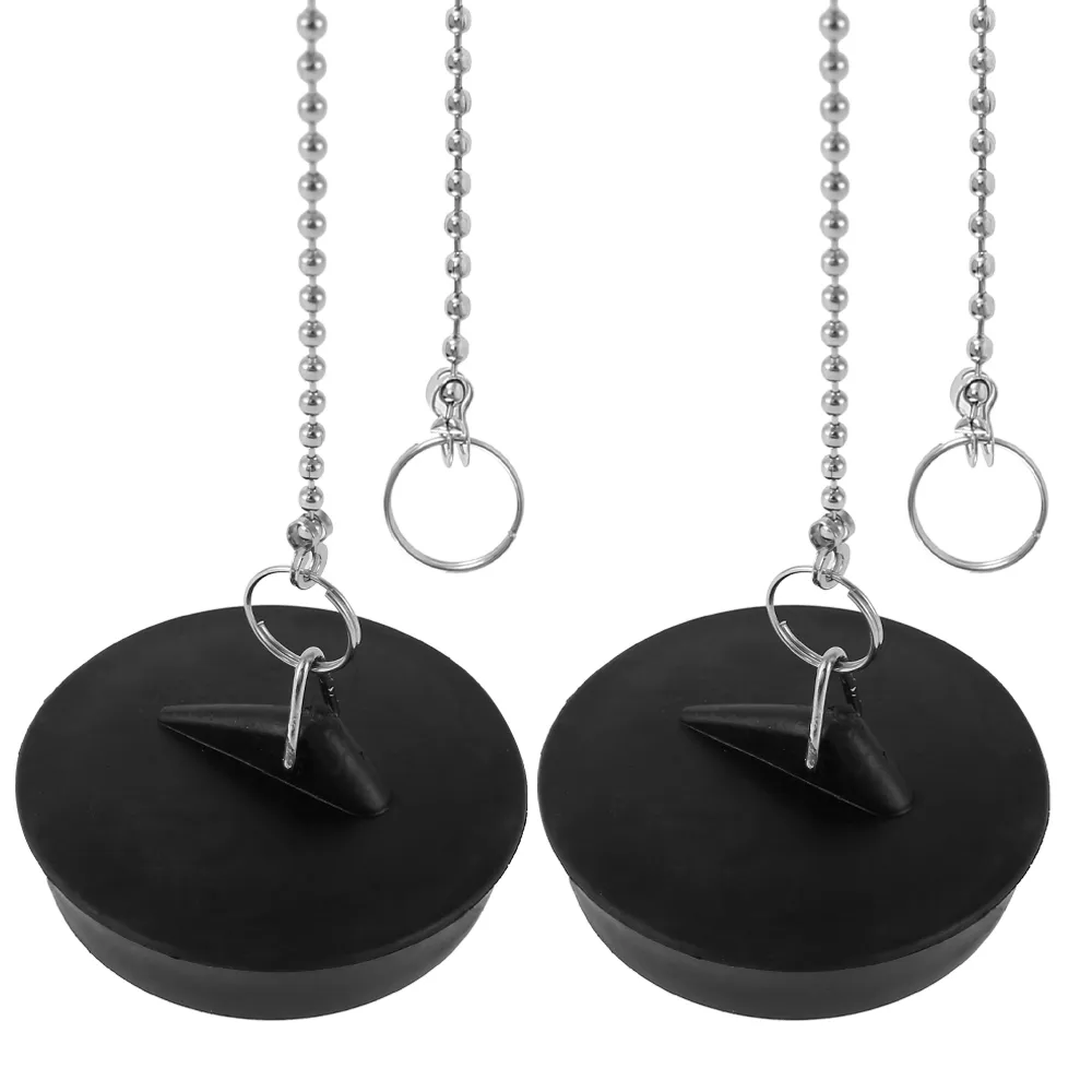 Black Rubber Bathtub Drain Plug with Chain, Anti-Leakage Sink Stopper ...