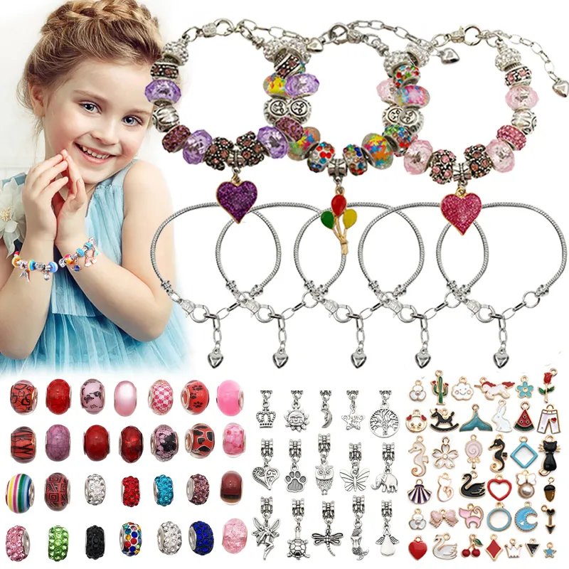 Jewelry Making Kit for Kids Charm Bracelet Necklaces Present Alloy ...