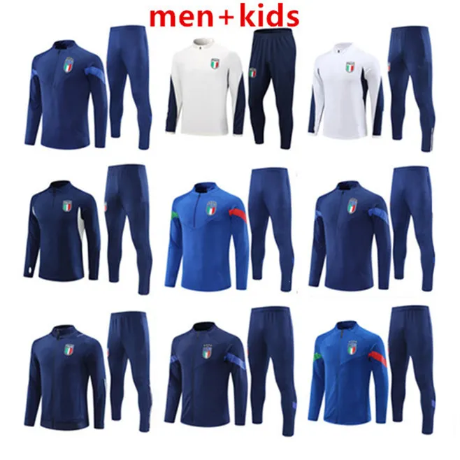 Italy Soccer Tracksuit Set Half Zip Training Suit For Men And Kids 2023 ...