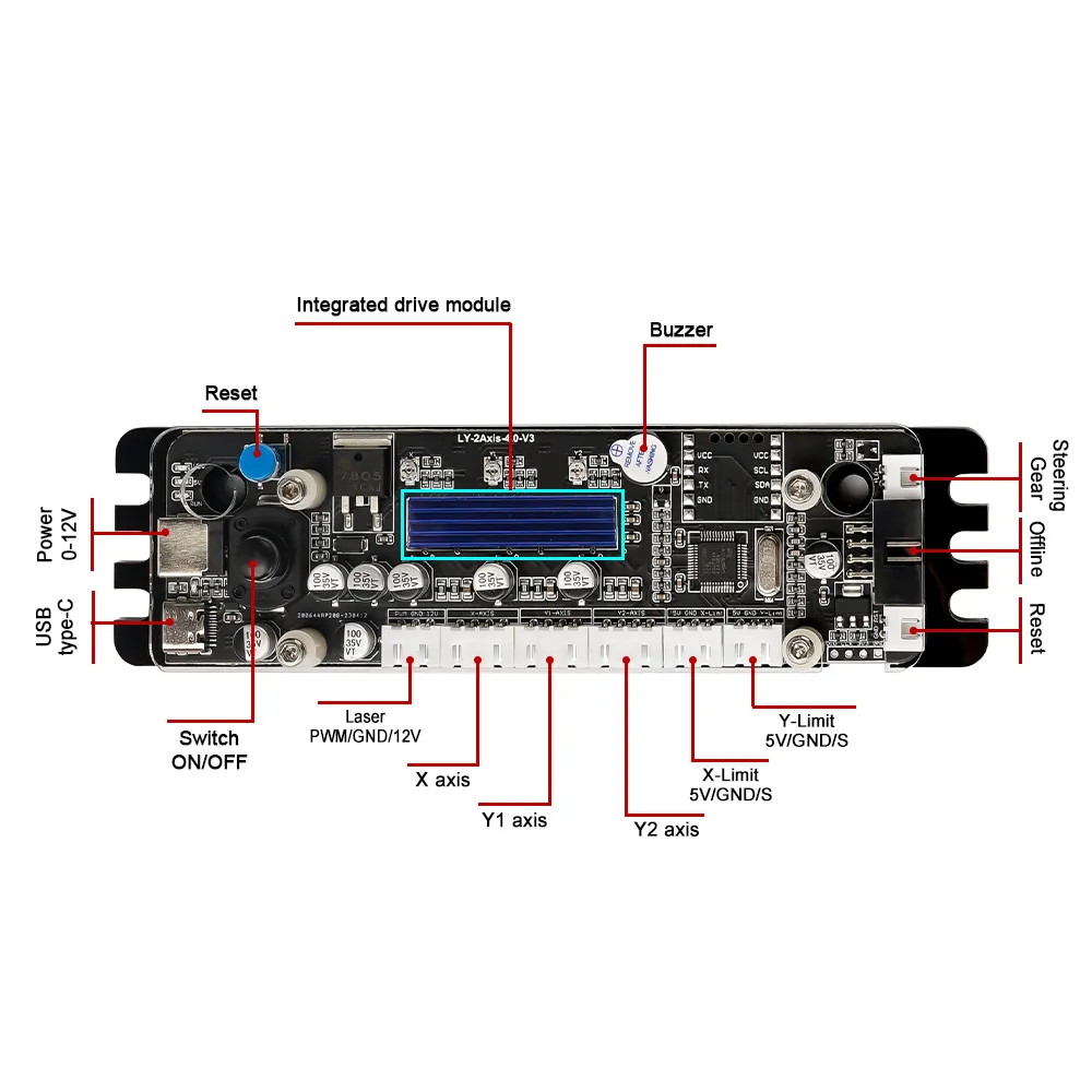32-bit Type-C laser grbl Control Board with 2-Axis Integrated Driver ...