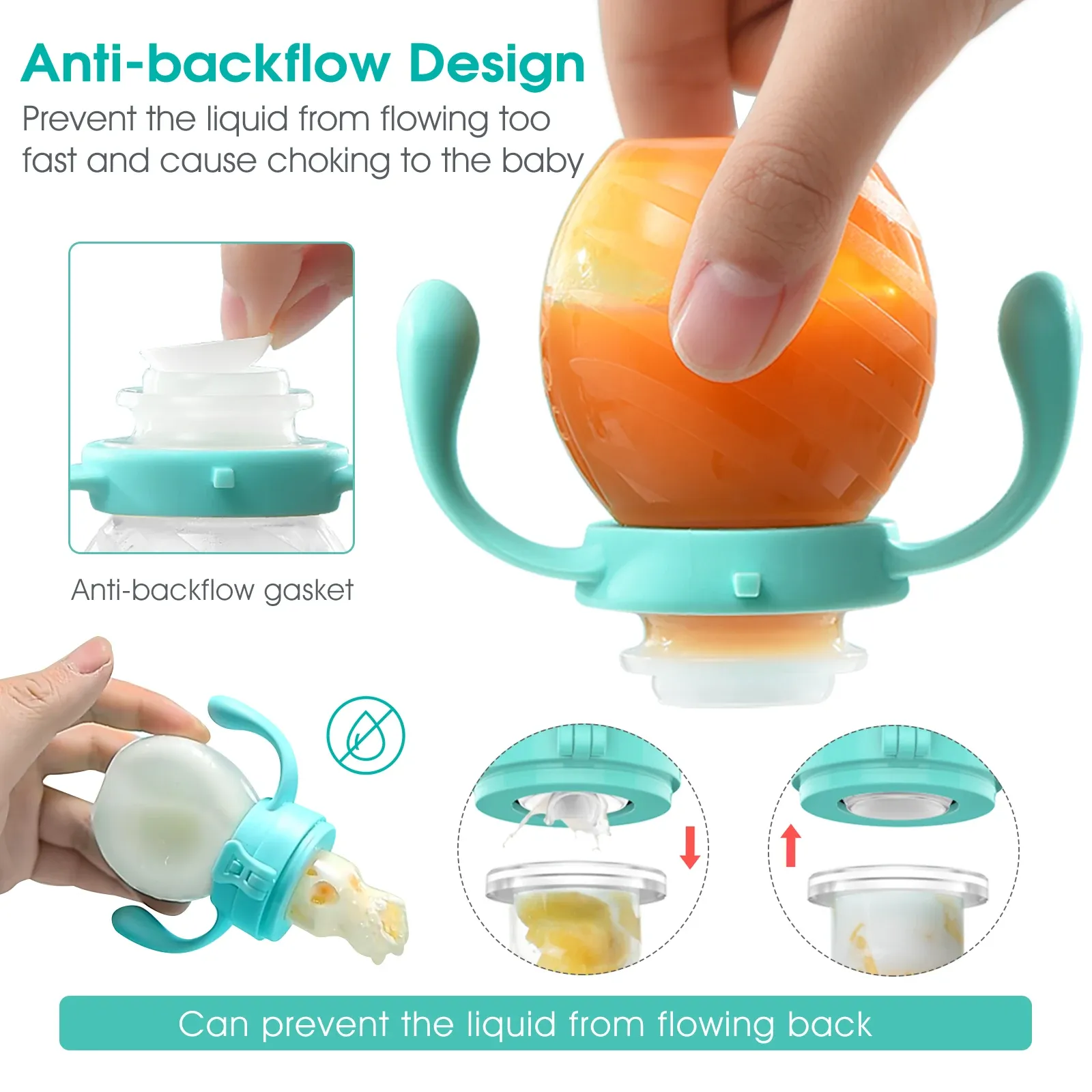 NCVI Baby Fruit Food Feeder Pacifier 5-Pack with 6 Silicone Nipples for ...