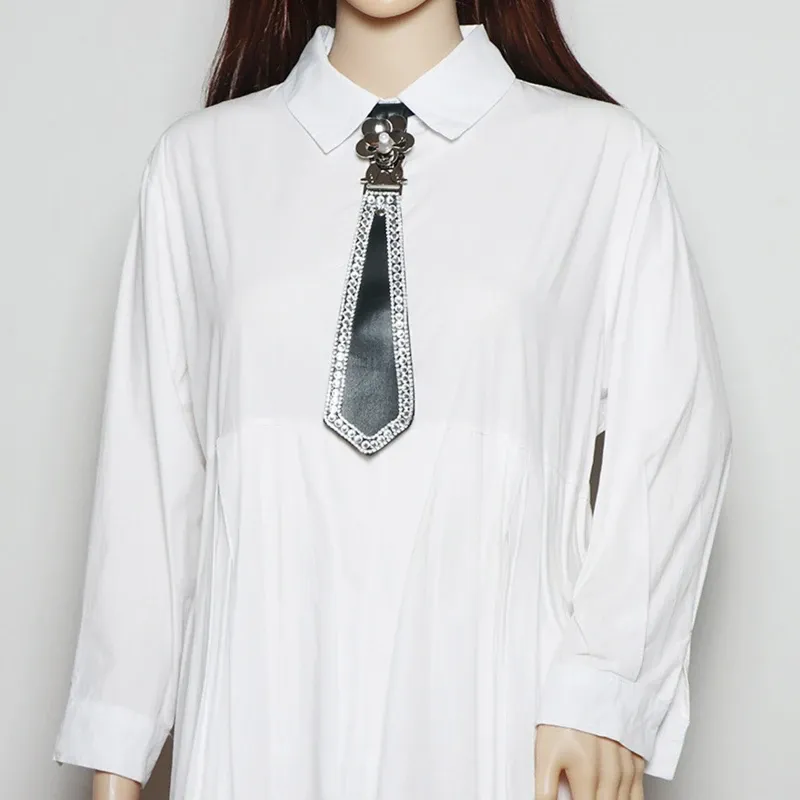 DHgate.com:Sophisticated Black PU Leather Necktie for Women ...