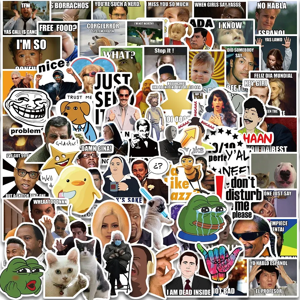 Trendy MEME Cat Sticker Set - 50/100/for Motorcycle, Laptop, Phone ...