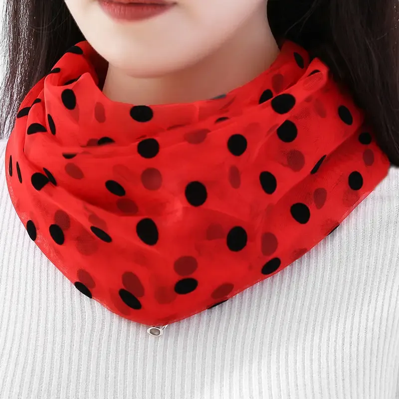 DHgate.com:Women's Neck Scarves - Elegant Dot Flocked Mesh Silk Neck ...