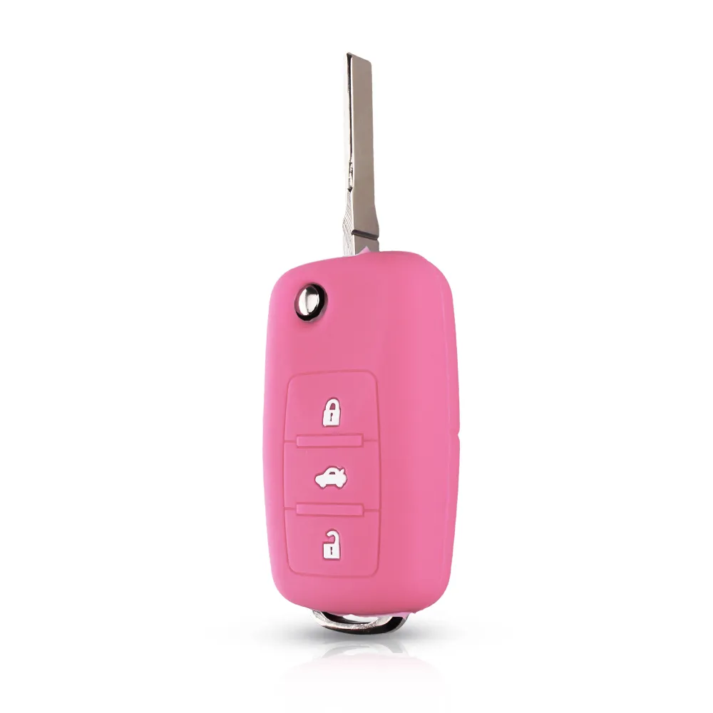 KEYYOU Rubber Car Key Cover Shell for VW Golf Bora Jetta Polo Passat ...