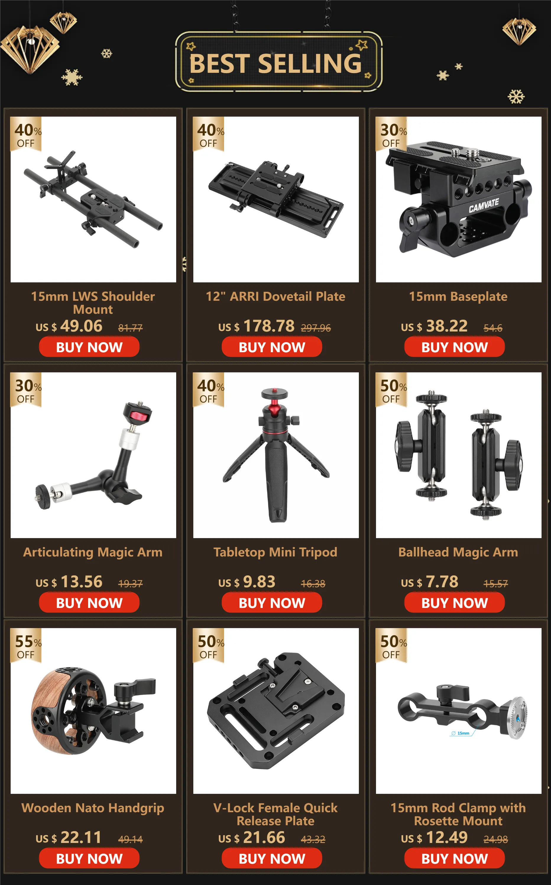 CAMVATE Cold Shoe Mount Adapter for Blackmagic Pocket Cinema Camera ...