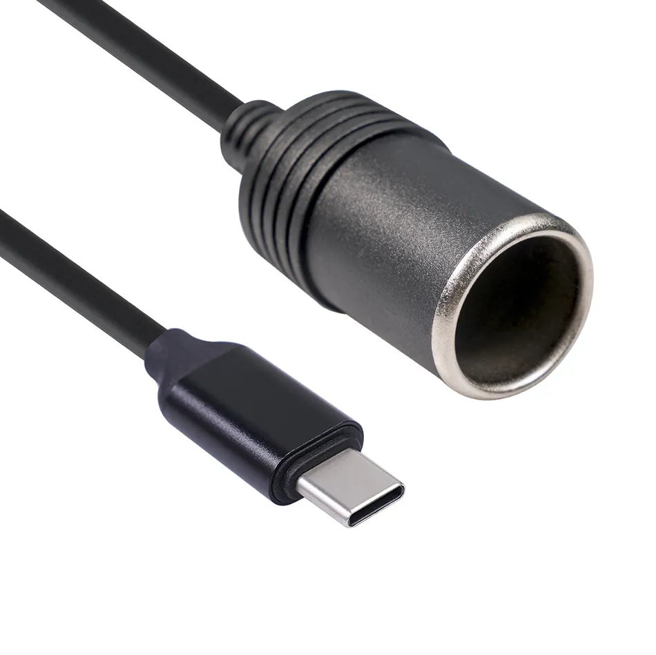 12W USB Type C Male To 12V Car Cigarette Lighter Socket Female Adapter ...