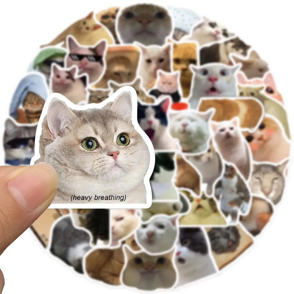 Cute Cat Meme Stickers Waterproof DIY Decals For Kids Toys, Hybrid ...