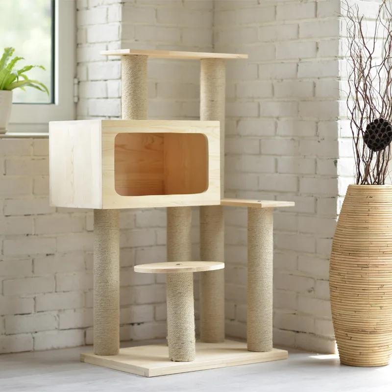 DHgate.com:Solid Wood Cat Tree with Scratching Posts, Interactive Cat ...