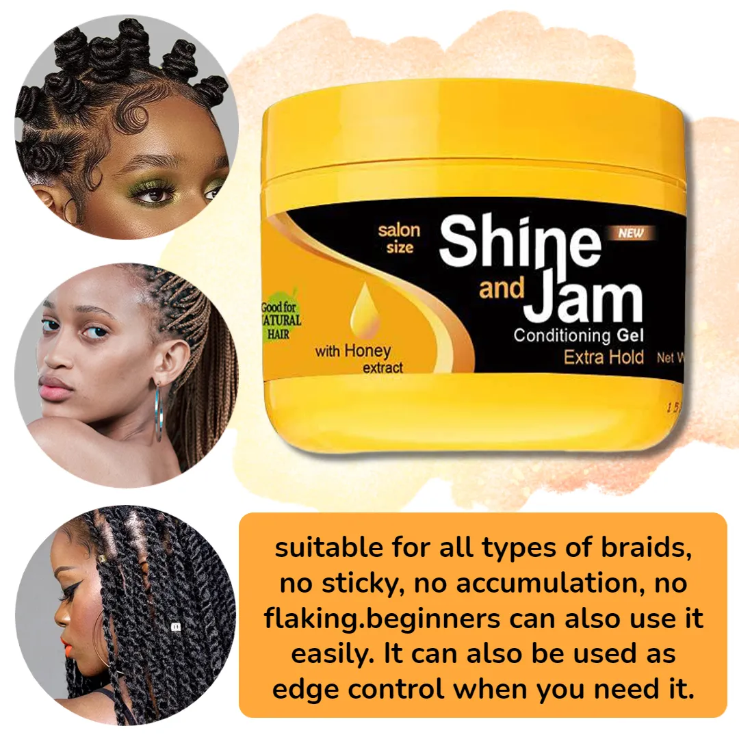 Shine And Jam Gel Strong Hold Braid Gel for Twist Locs Braids Edge ...