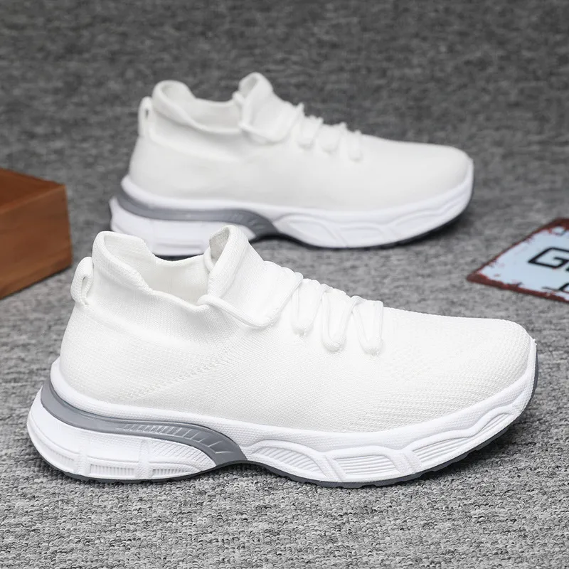 Designer Sneakers Man Running Shoes Black White Grey Knit Breathable ...