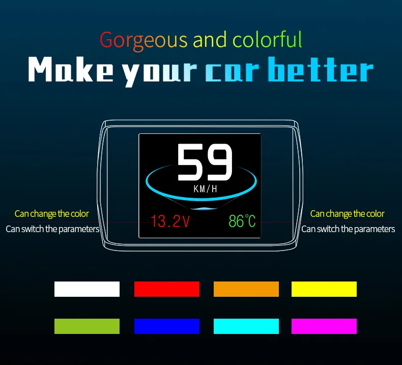 Hud OBD2 Head-up Display for Car Digital Speedometer Smart Gauge with ...