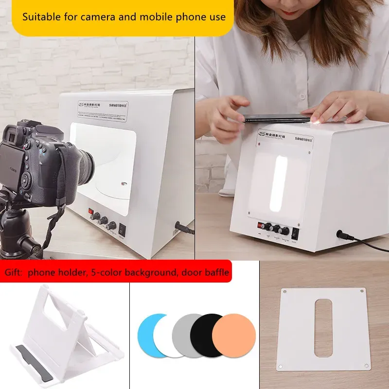 NEW SANOTO Photography Light Box: 360° Rotating Turntable, Dimmable LED ...