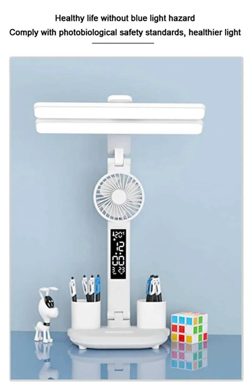 Rechargeable LED Table Lamp with Clock Display - Touch Control, Bedside ...