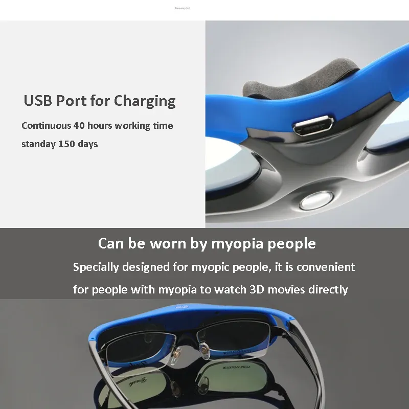 Active Shutter 3D Glasses 96 144Hz Rechargeable Projector Eyewear For ...