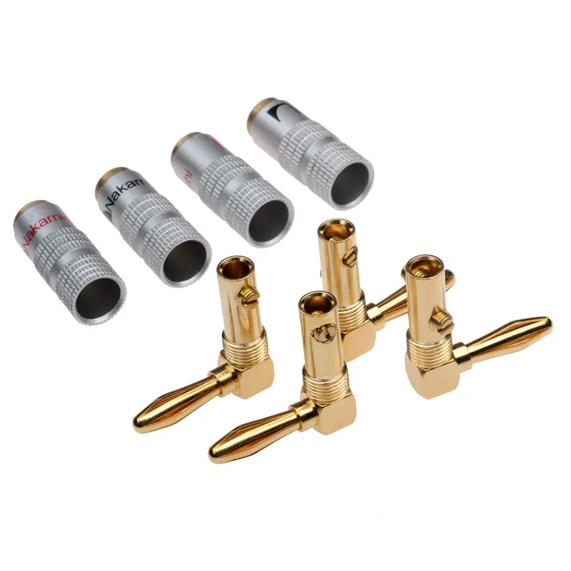 24K Gold Plated L Type Banana Plug Speaker plug adapter with 90° Right ...