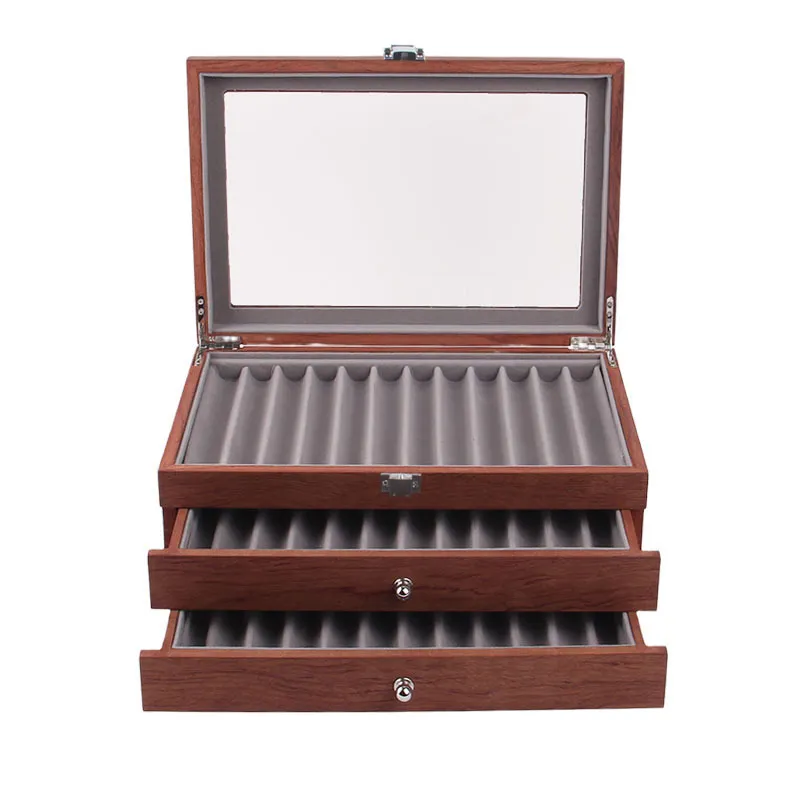 3 Layer Wood Pen Display Box, 34 Pen Organizer Case for Fountain Pen ...