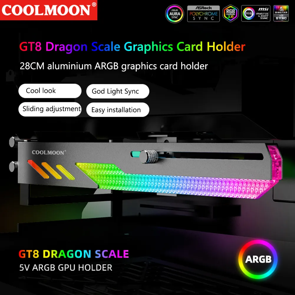 GT8 Horizontal GPU shelves and brackets for 5V ARGB Graphics Cards and ...