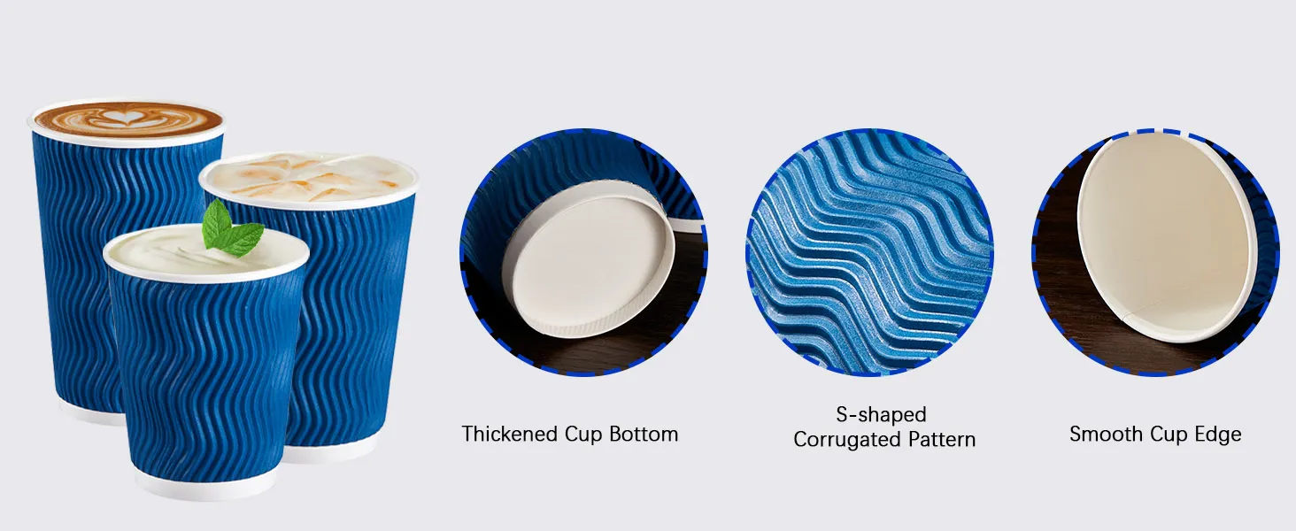 100 Pack 12 oz Insulated Paper Coffee Cups - Ripple Wall, Disposable ...