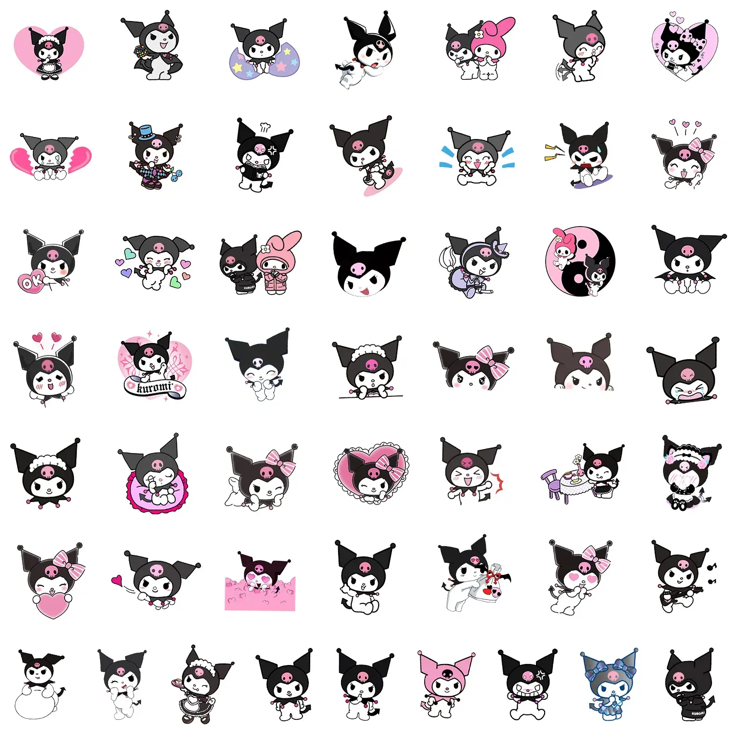 Anime Kawaii Kuromi Stickers 10/50/Waterproof PVC Decals for Laptop ...