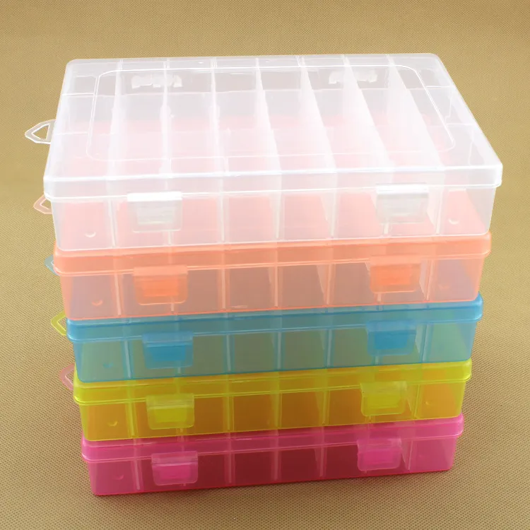24-Grid Adjustable Organizer Box - Small Transparent Plastic Storage ...