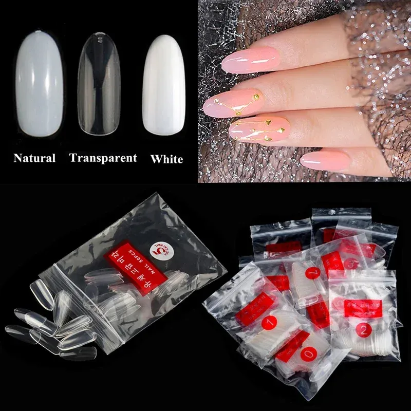 DHgate.com:Acrylic Oval Round Shape Full Coverage Fake Nail Tips | 500 ...