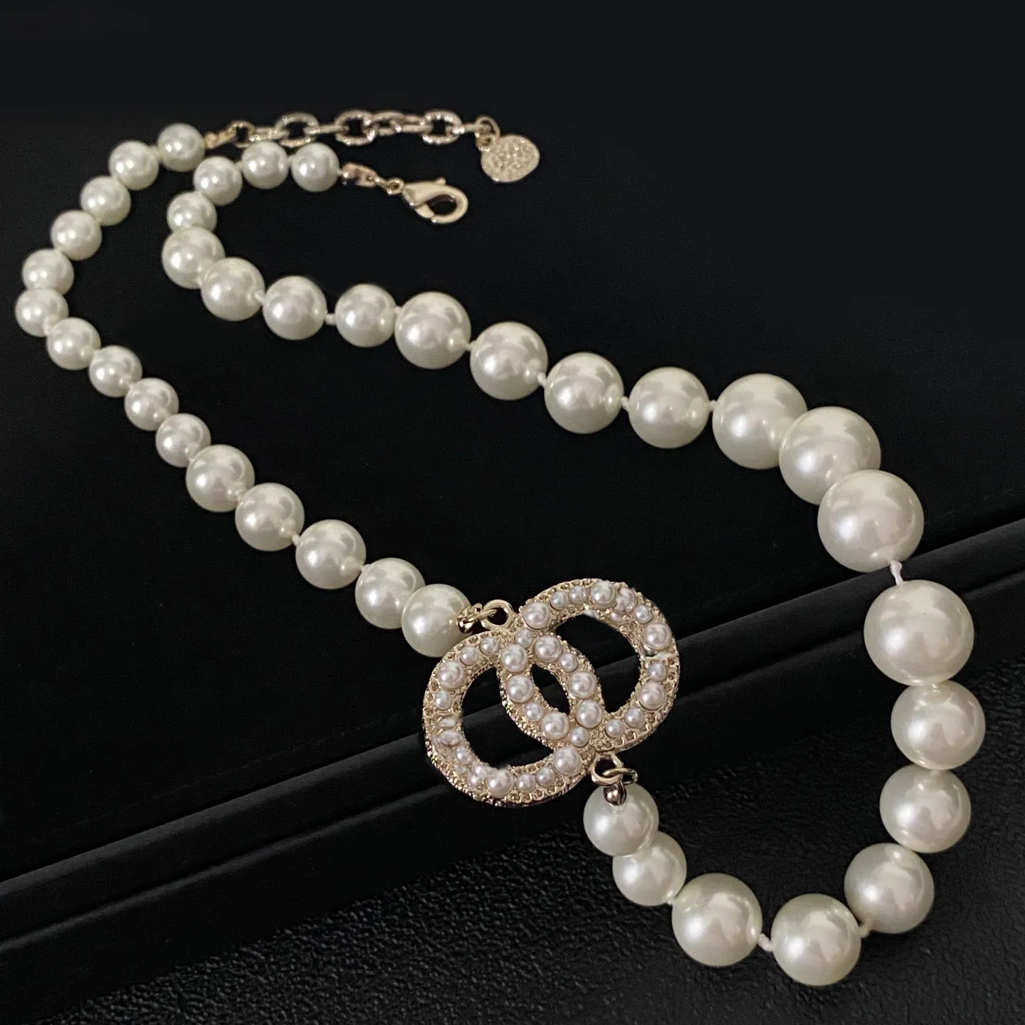 Gold-Color Copper Pendant Necklace with White Pearl 15.7 in Link Chain ...