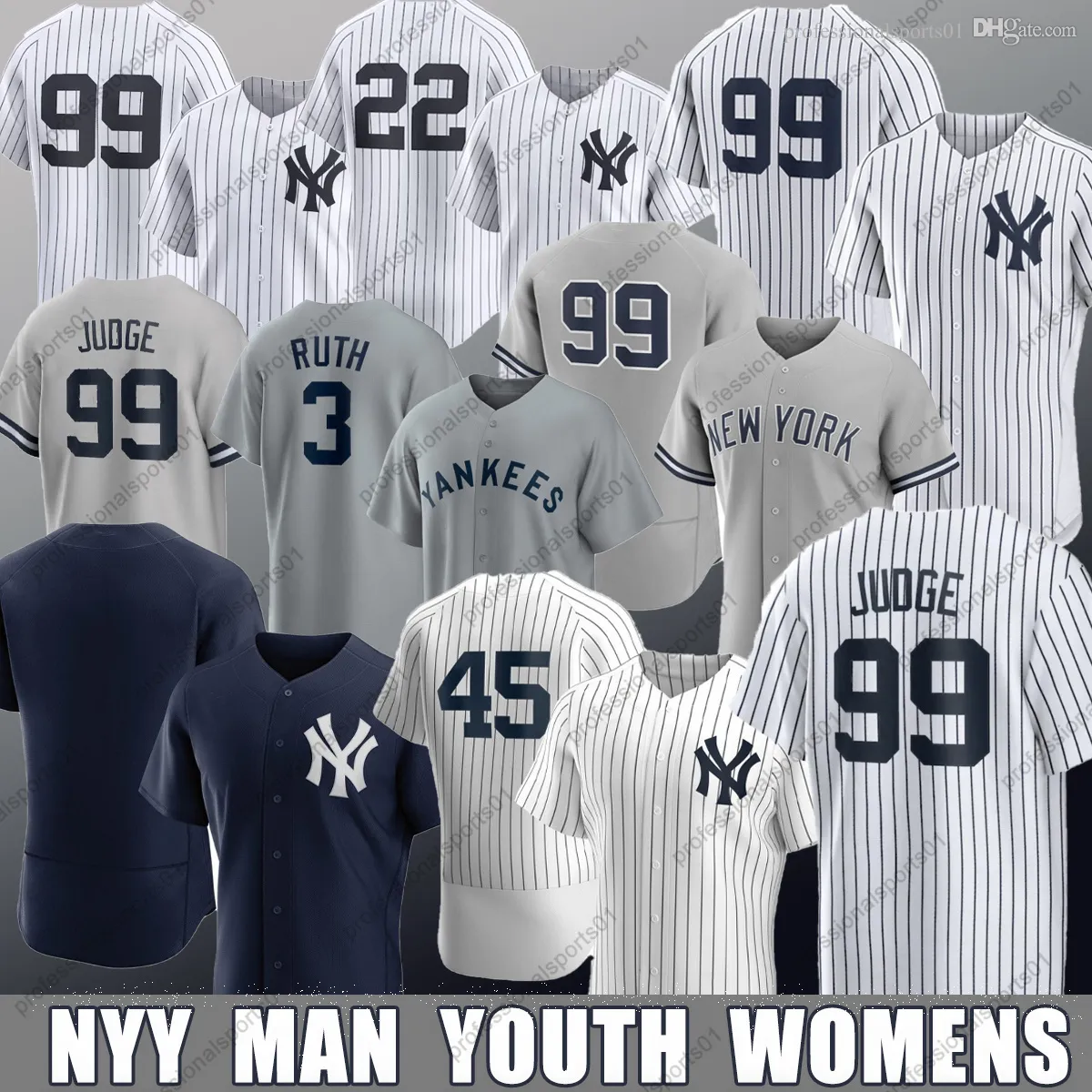 Yankees Pinstripe Baseball Uniforms Featuring Aaron Judge, Derek Jeter ...