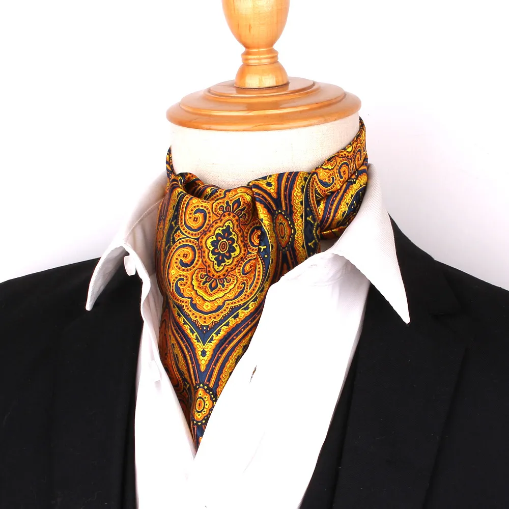 DHgate.com:Yellow Paisley Polyester Wedding Ascot Tie for Men, Formal ...